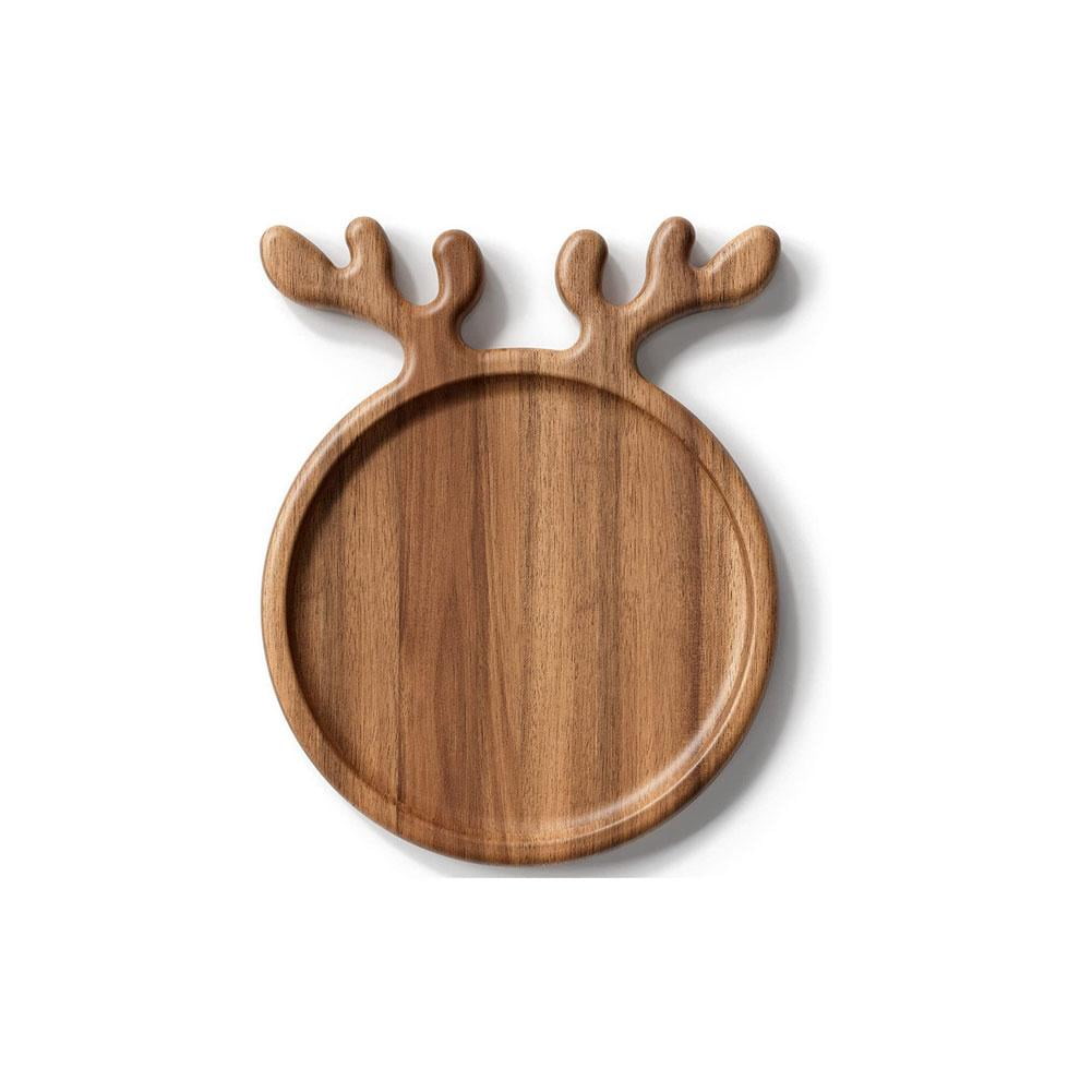 Christmas Wood Serving Platter,Deer Antler Round Wooden Food Dish ...