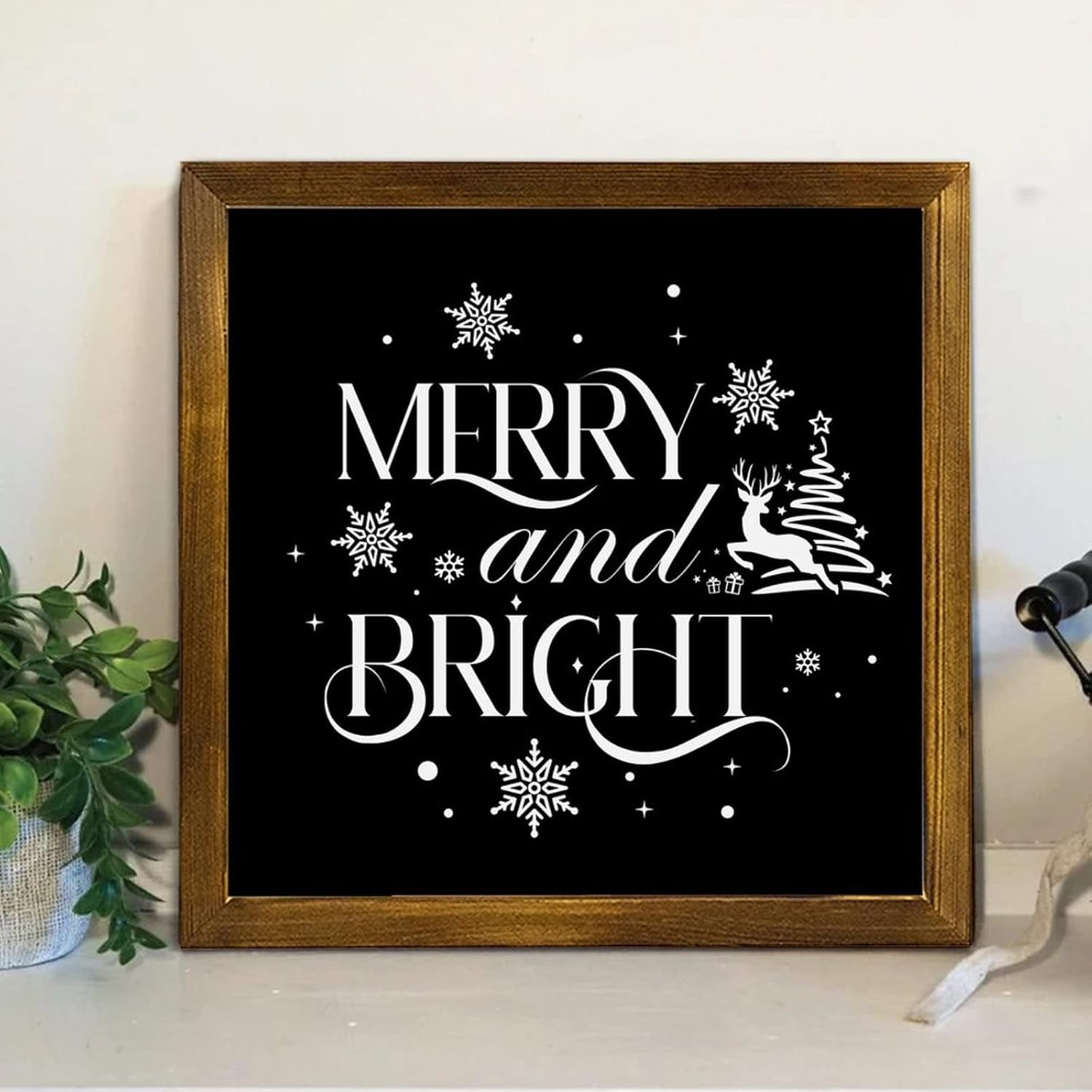Christmas Wood Sign,Merry And Bright Wood Sign With Quote 10X10 Inch ...