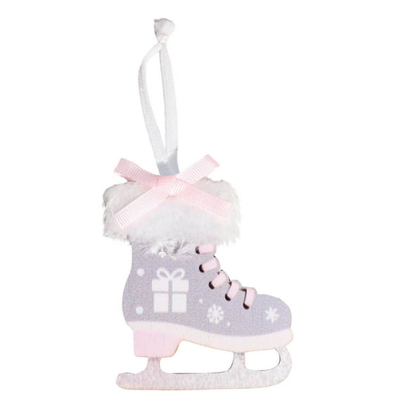Christmas Wooden Bow Velvet Skates Tree Ornaments | Festive Winter ...