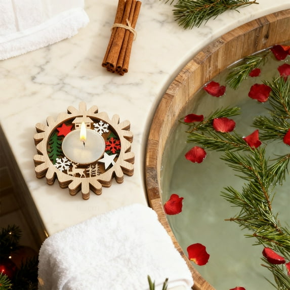 Christmas Wooden Candlesticks Holiday Party Decorations Ambience Table ...