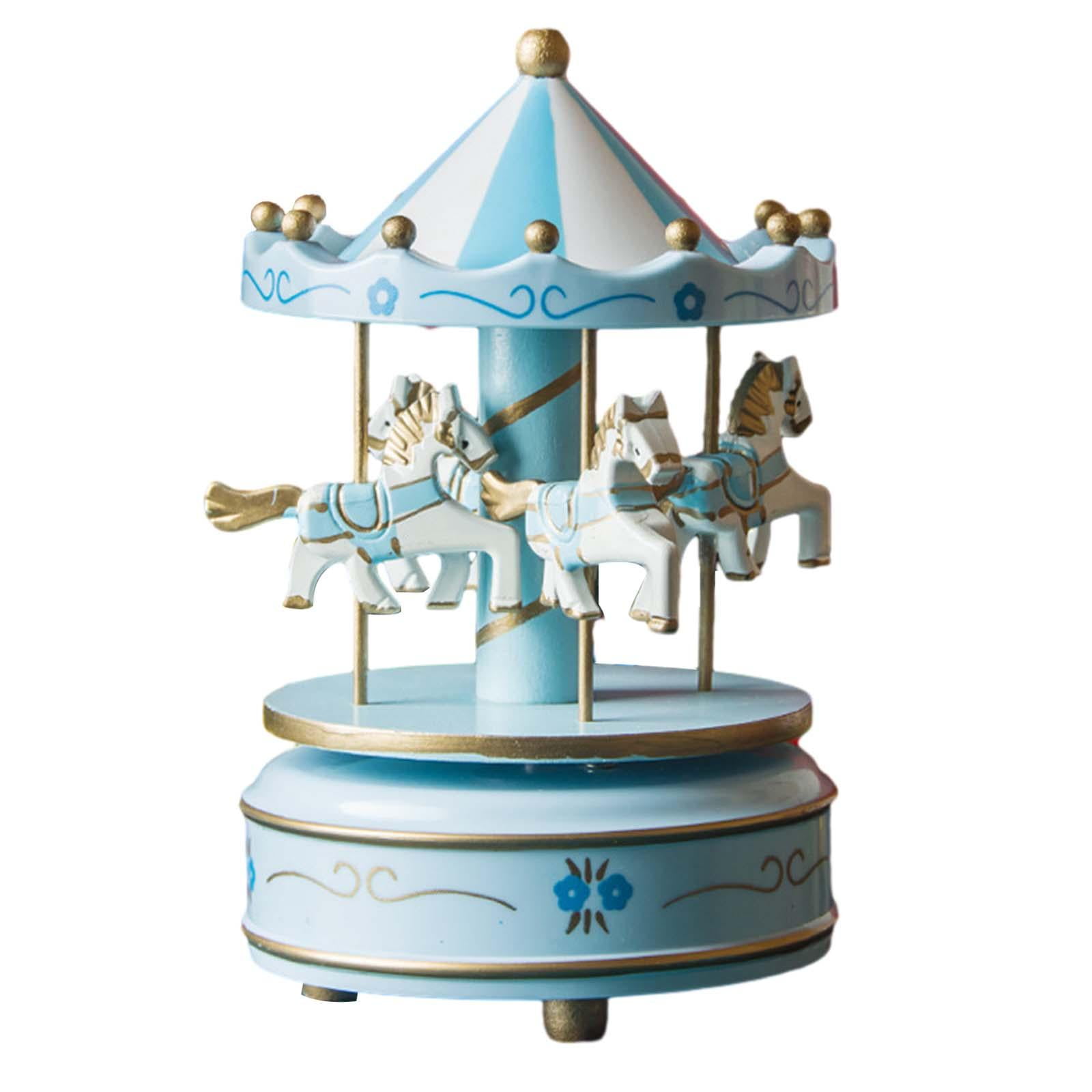 Christmas Wooden Carousel Music Box Turn Horse Shaped for Holiday ...