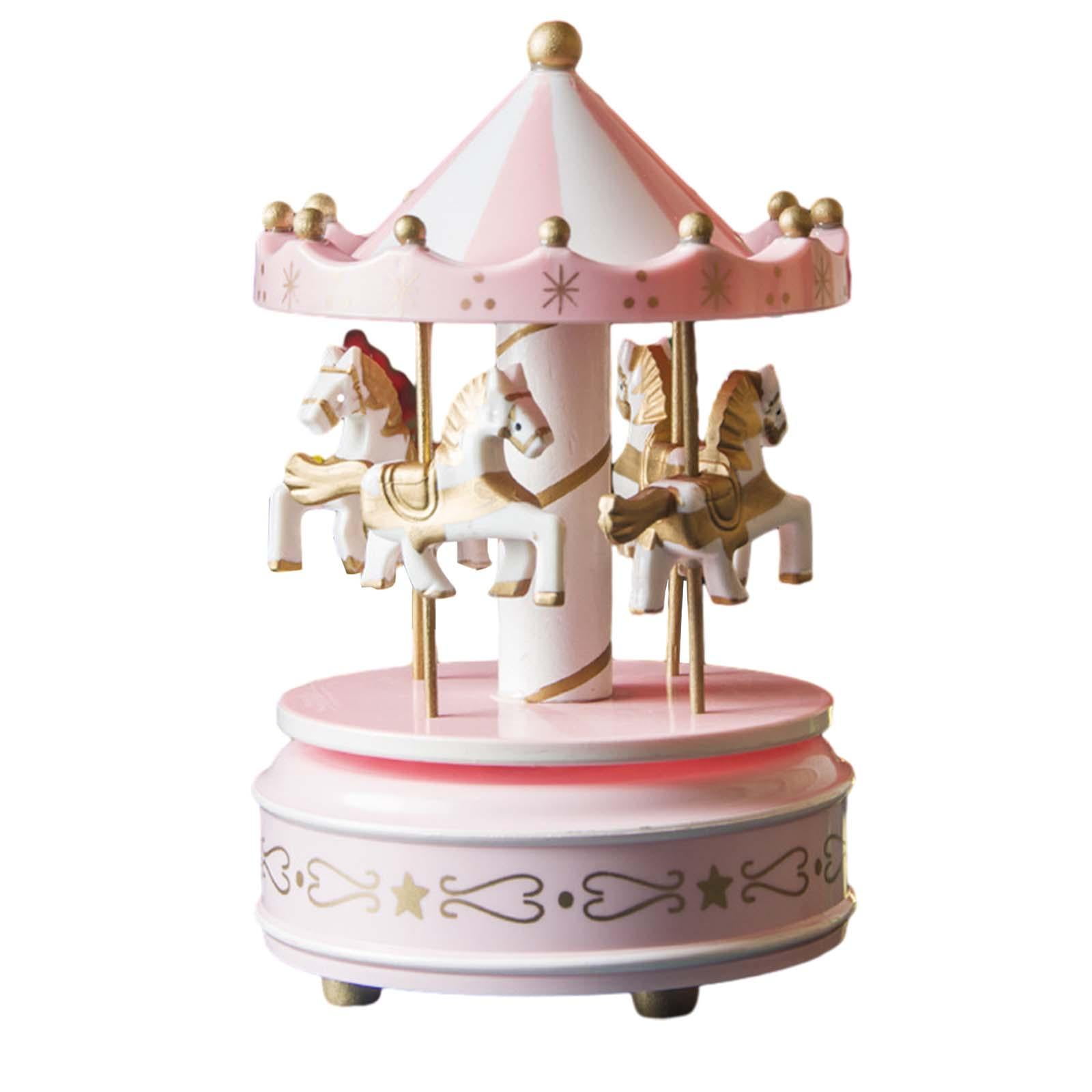 Christmas Wooden Carousel Music Box Turn Horse Shaped for Holiday ...