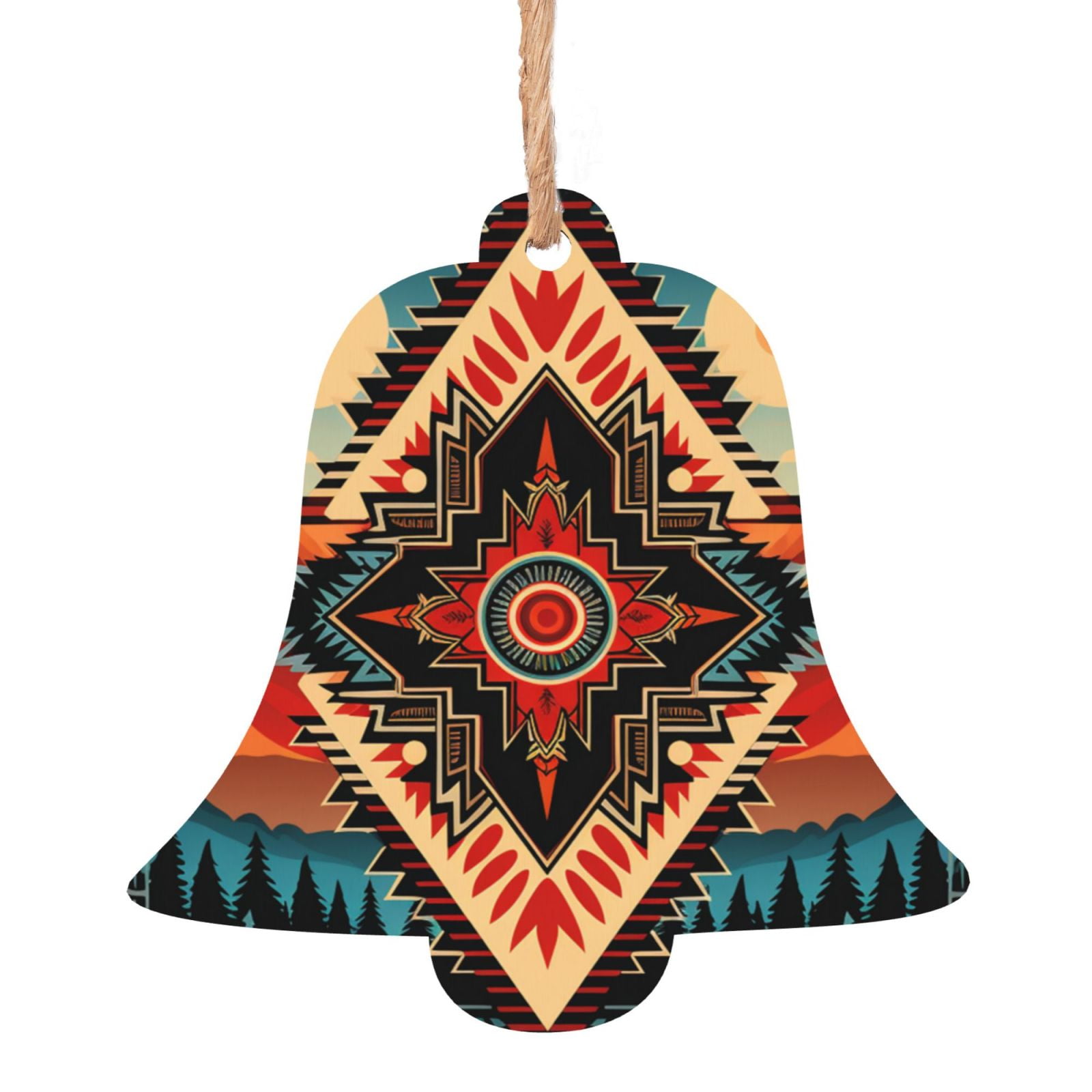 Christmas Wooden Hanging Ornaments Bell Shape Xmas Tree Decoration 6 ...