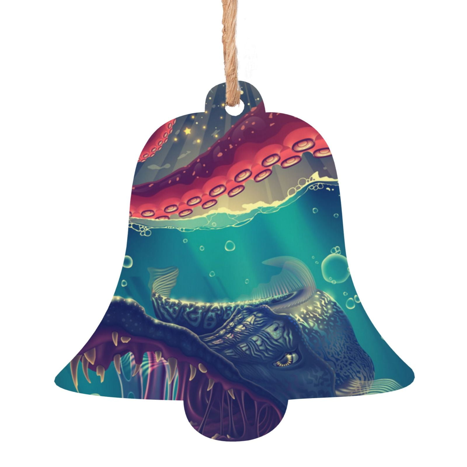 Christmas Wooden Hanging Ornaments Bell Shape Xmas Tree Decoration 6 ...