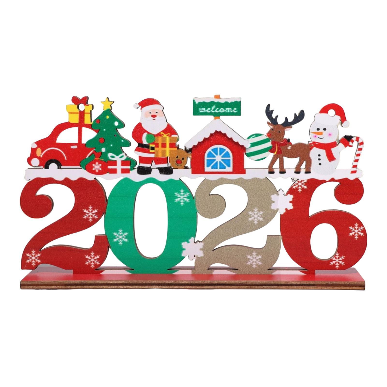 Christmas Wooden Ornament Tabletop Sign Creative Cartoon Design Wood ...