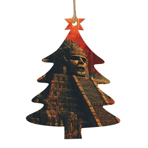 Christmas Wooden Ornaments 6 Pcs Xmas Tree Shape Hanging Decorations ...