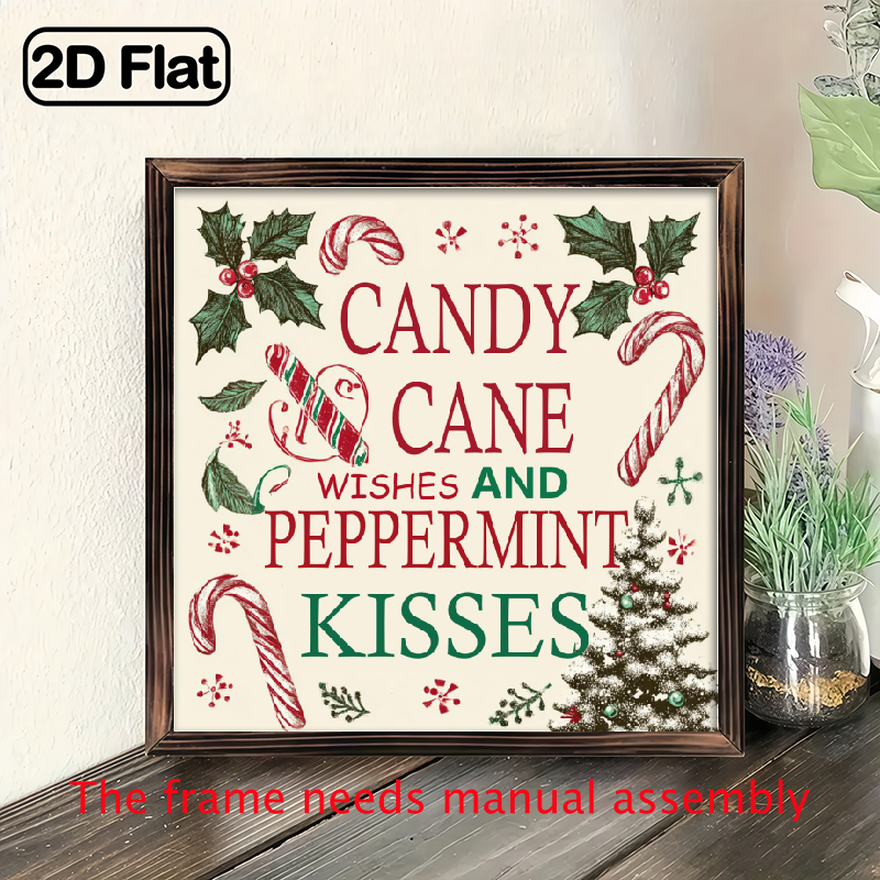 Christmas Wooden Sign with Frame - Modern Desktop Decoration, Candy ...