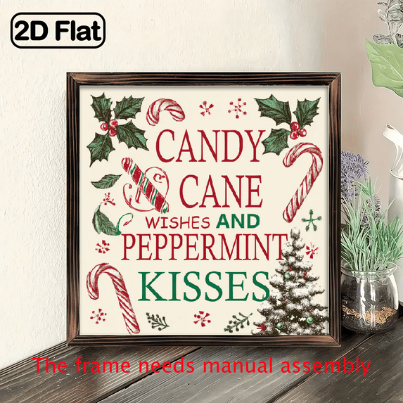 Christmas Wooden Sign with Frame - Modern Desktop Decoration, Candy ...
