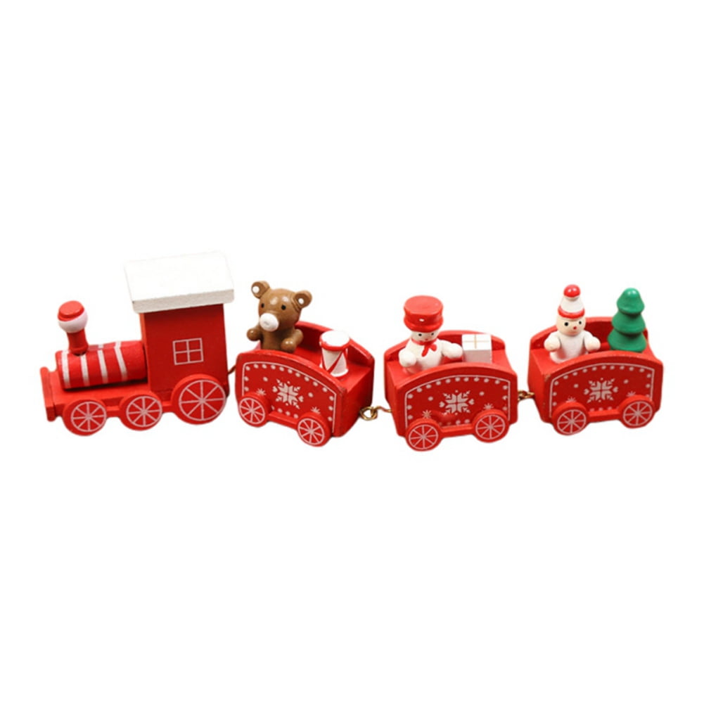 Christmas Wooden Train Decor, Mini Train Decor Set for Christmas Party ...