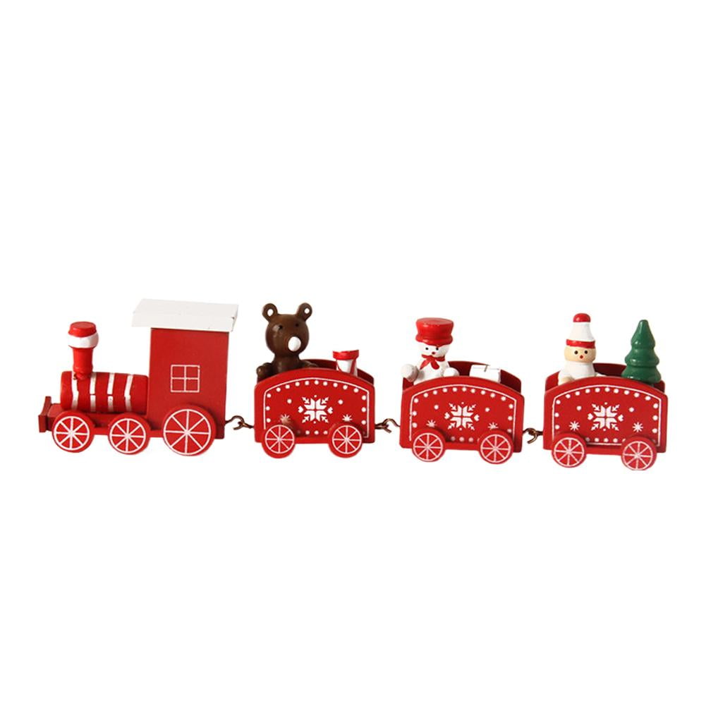 Christmas Wooden Train Mini Painted Train Decor Xmas Party Winter ...