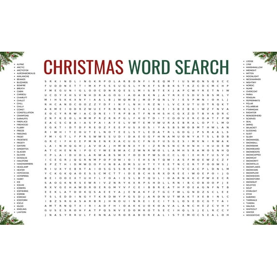 Christmas Words Search Poster For Home Decor Wall Hangings Holiday ...