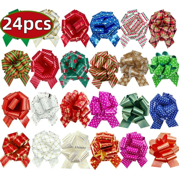 Christmas Gift Bow Christmas Wrap Ribbon Pull Bows 5" Large Gift Bow ...