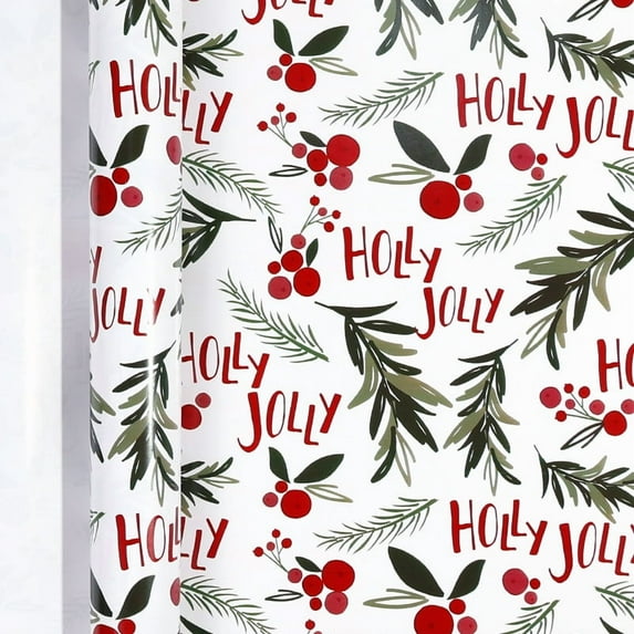 Christmas Wrapping Paper Berry Christmas Tree Little Bird Patterns ...