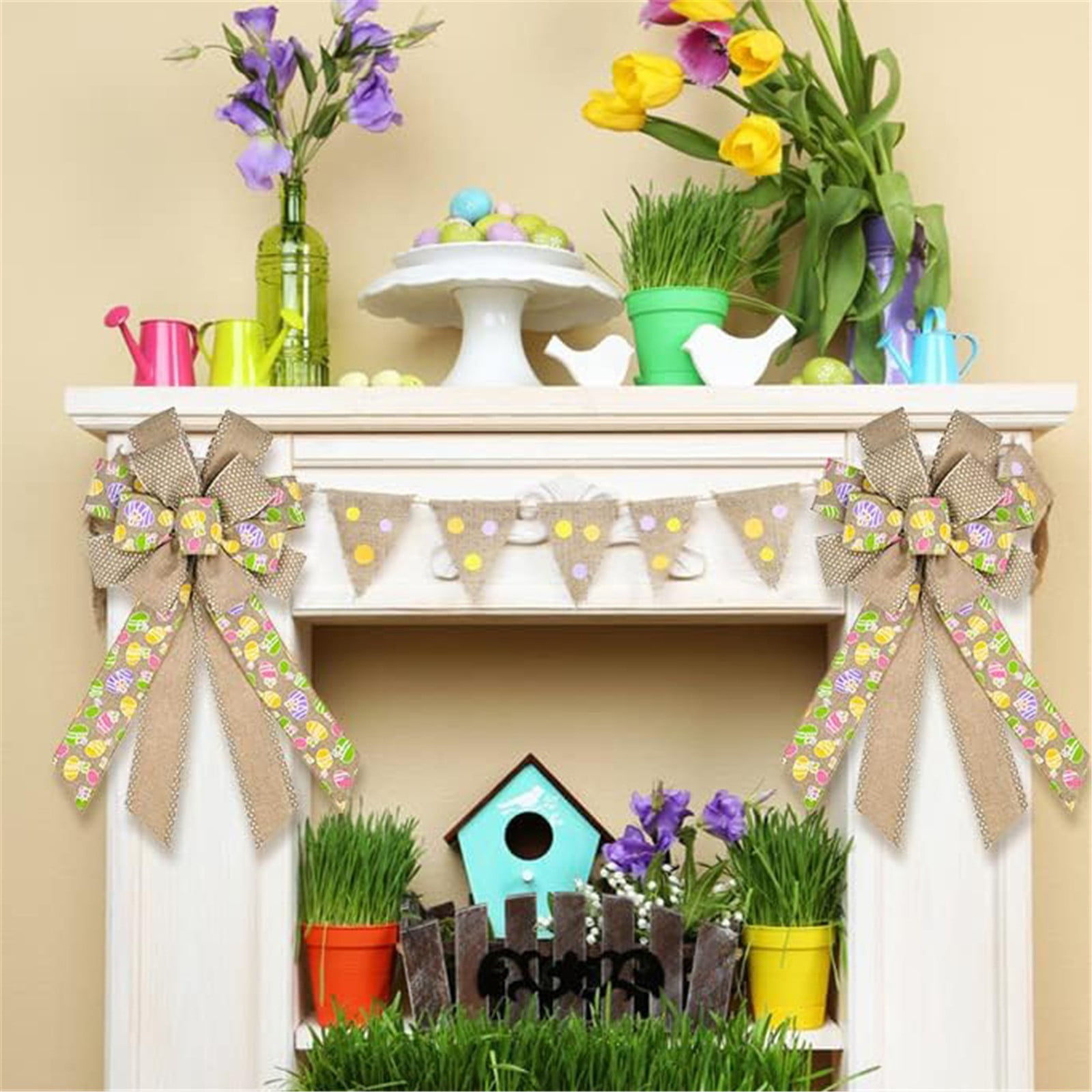 Christmas Wrapping Paper,Easter Printed Rabbit Eggs Decorative Ribbons ...