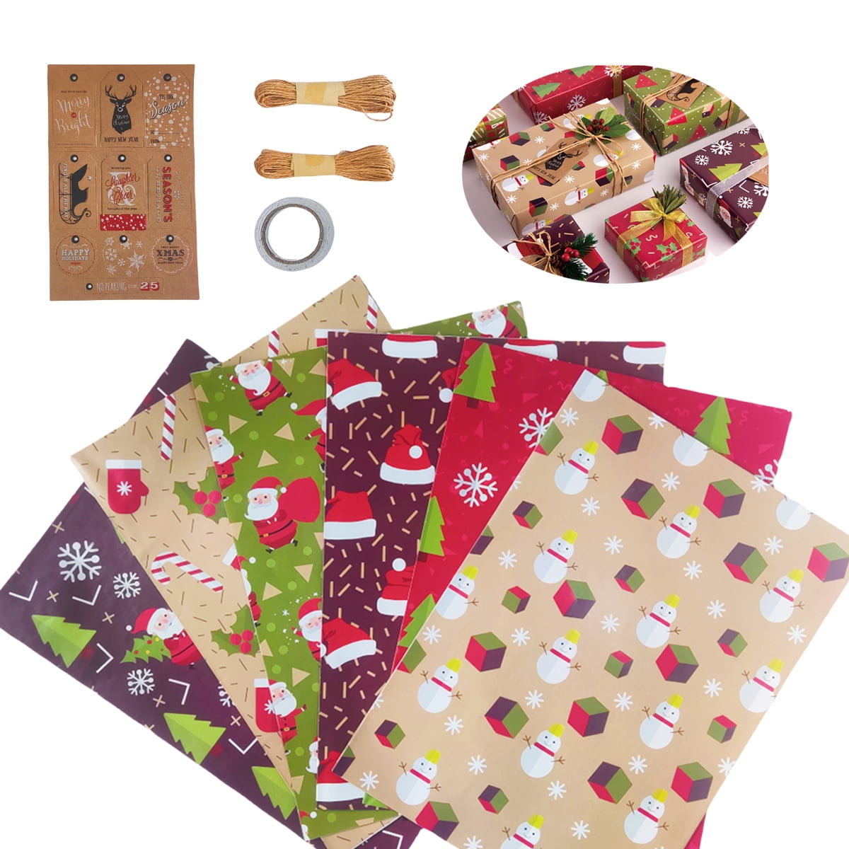 Christmas Wrapping Paper, Gift Wrapping Paper Set, Folded Sheets with ...