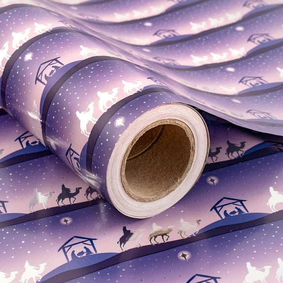 Christmas Wrapping Paper, Jumbo Roll Wrapping Paper - Purple Silver ...