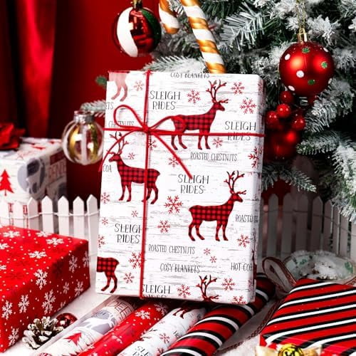 Christmas Wrapping Paper Jumbo Rolls with Gridlines - 30IN X 120IN - 4 ...