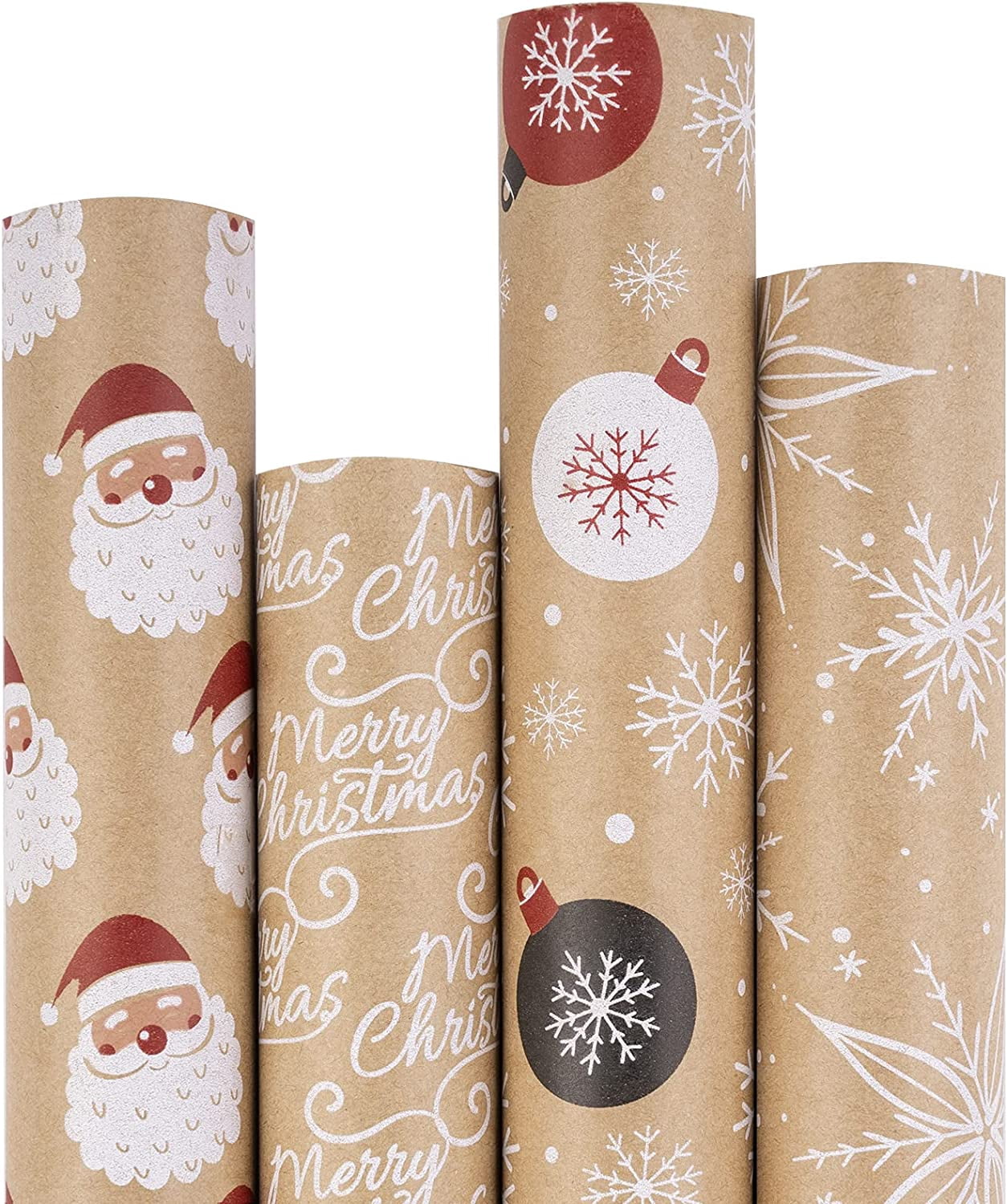 Christmas Wrapping Paper, Kraft Paper - Santa Claus, Snowflake ...