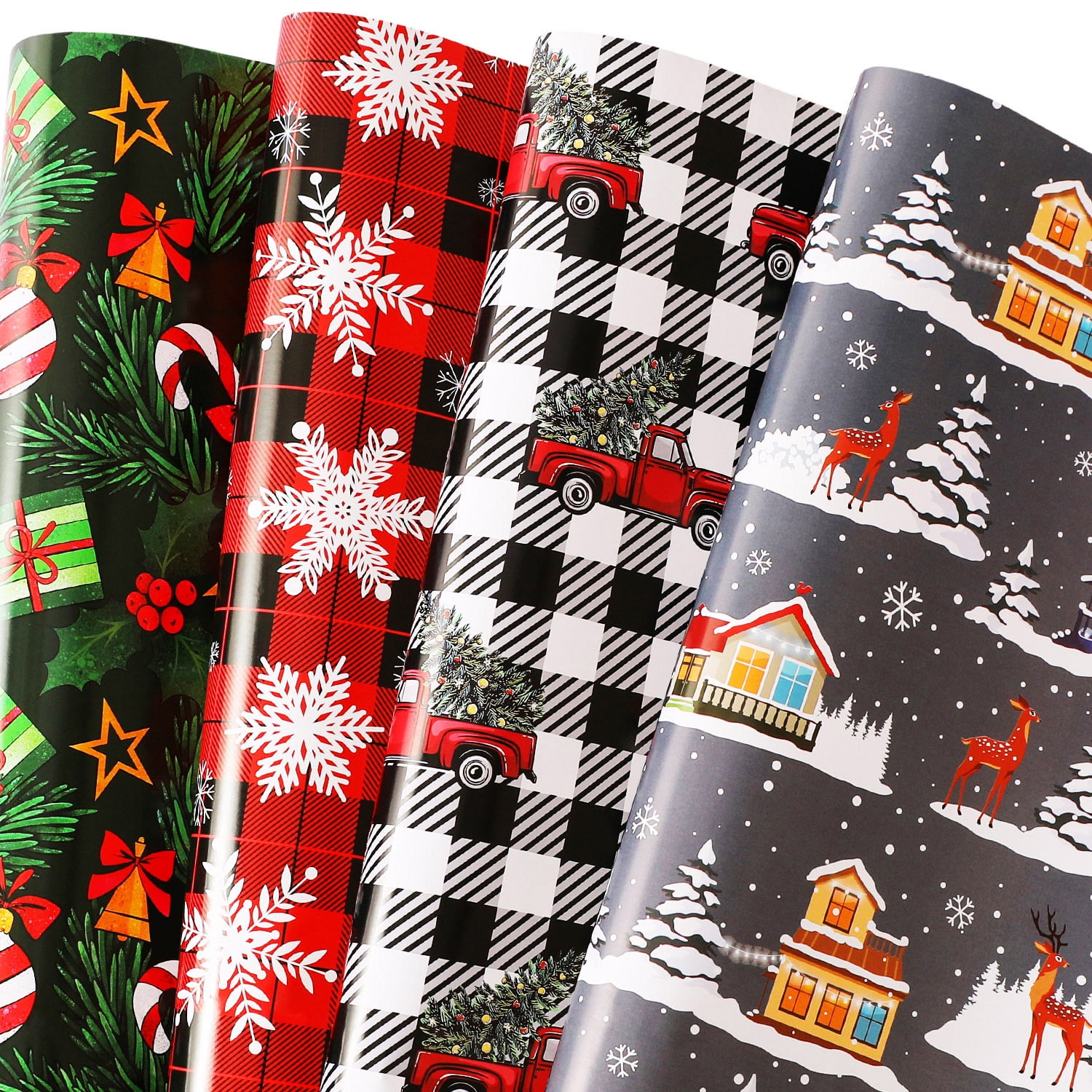 Vintage Christmas Wrapping Paper - 4 Styles for Men, Women, Kids - 8 ...