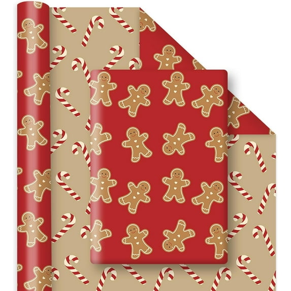 Christmas Wrapping Paper -Mini Roll- 17 Inch x 32.8Ft Red Brown ...