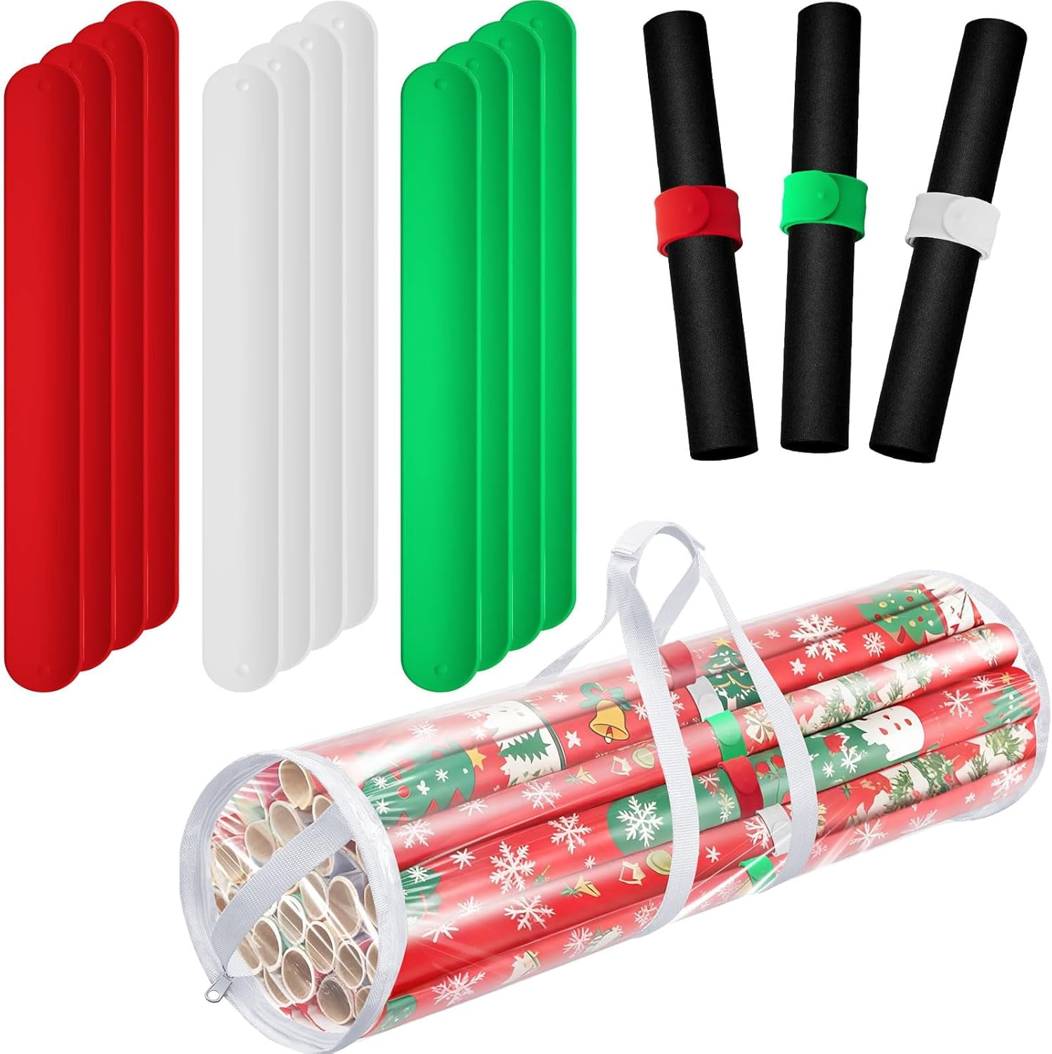 Christmas Wrapping Paper Organizer Storage 31 x 8.7 Inches with 12 Pcs ...