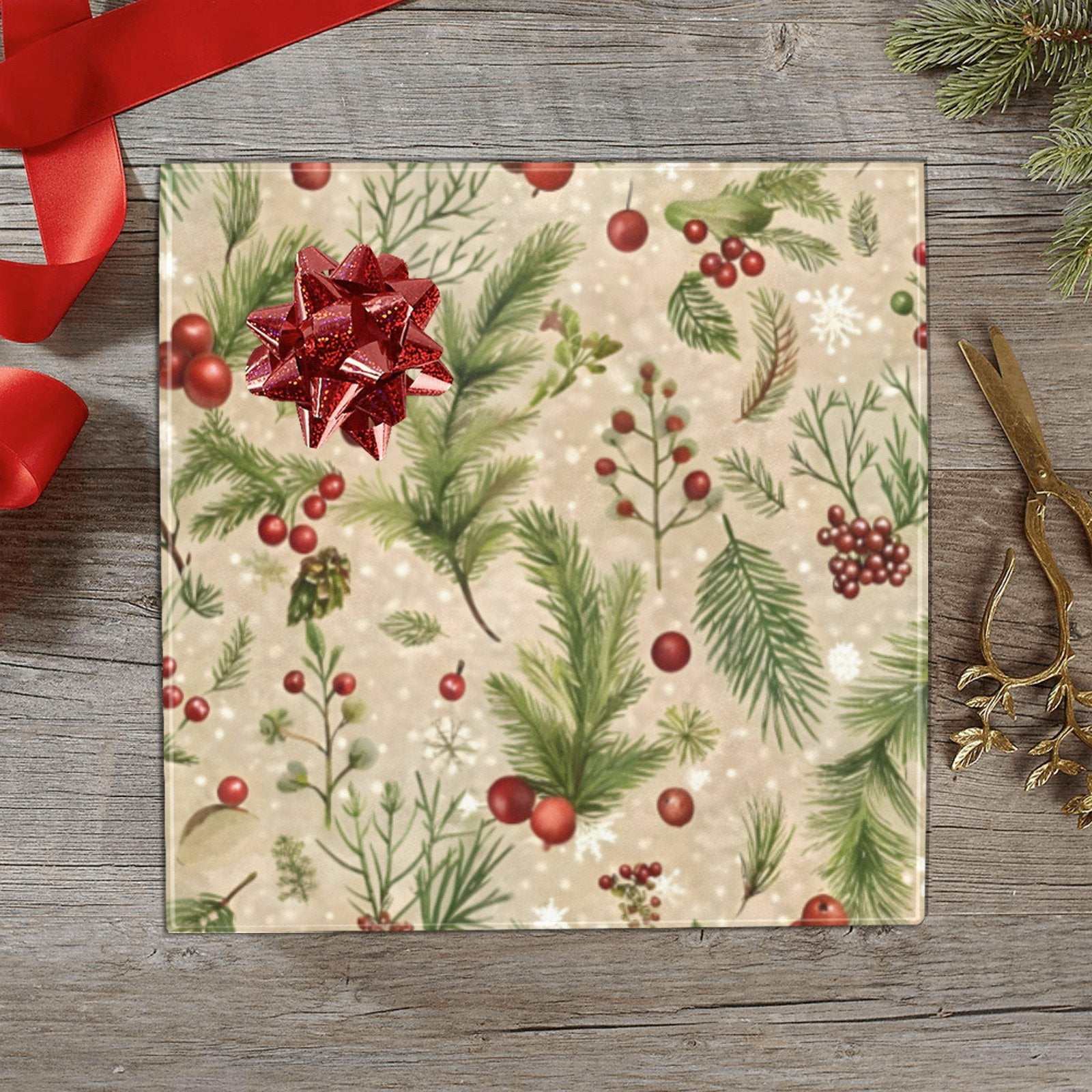 Christmas Wrapping Paper | Premium Holiday Gift Wrap | Cranberry 58" x ...