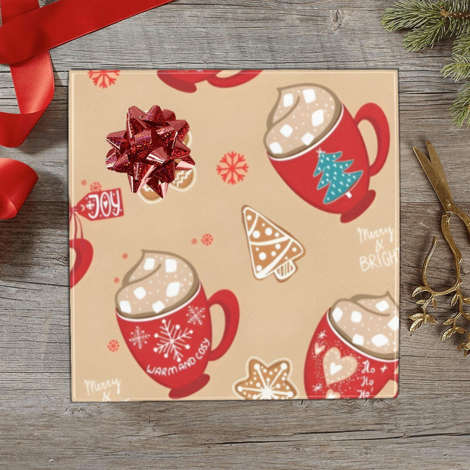 Christmas Wrapping Paper | Premium Holiday Gift Wrap | Mocha 58" x 23 ...