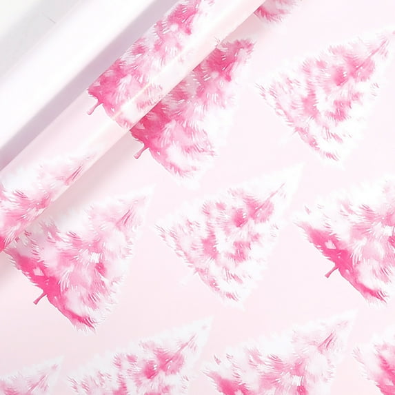 Christmas Wrapping Paper Roll 9.84ft - Festive Pink/Red Christmas Tree ...