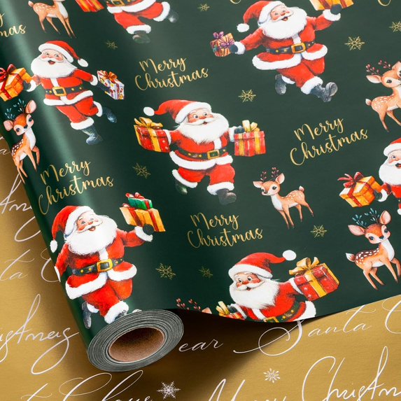 Christmas Wrapping Paper Roll, Deep Green Gift Wrapping Paper ...