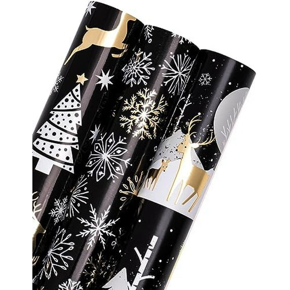 Christmas Wrapping Paper Roll - Mini Roll - 3 Rolls - 17 Inch X 120 ...