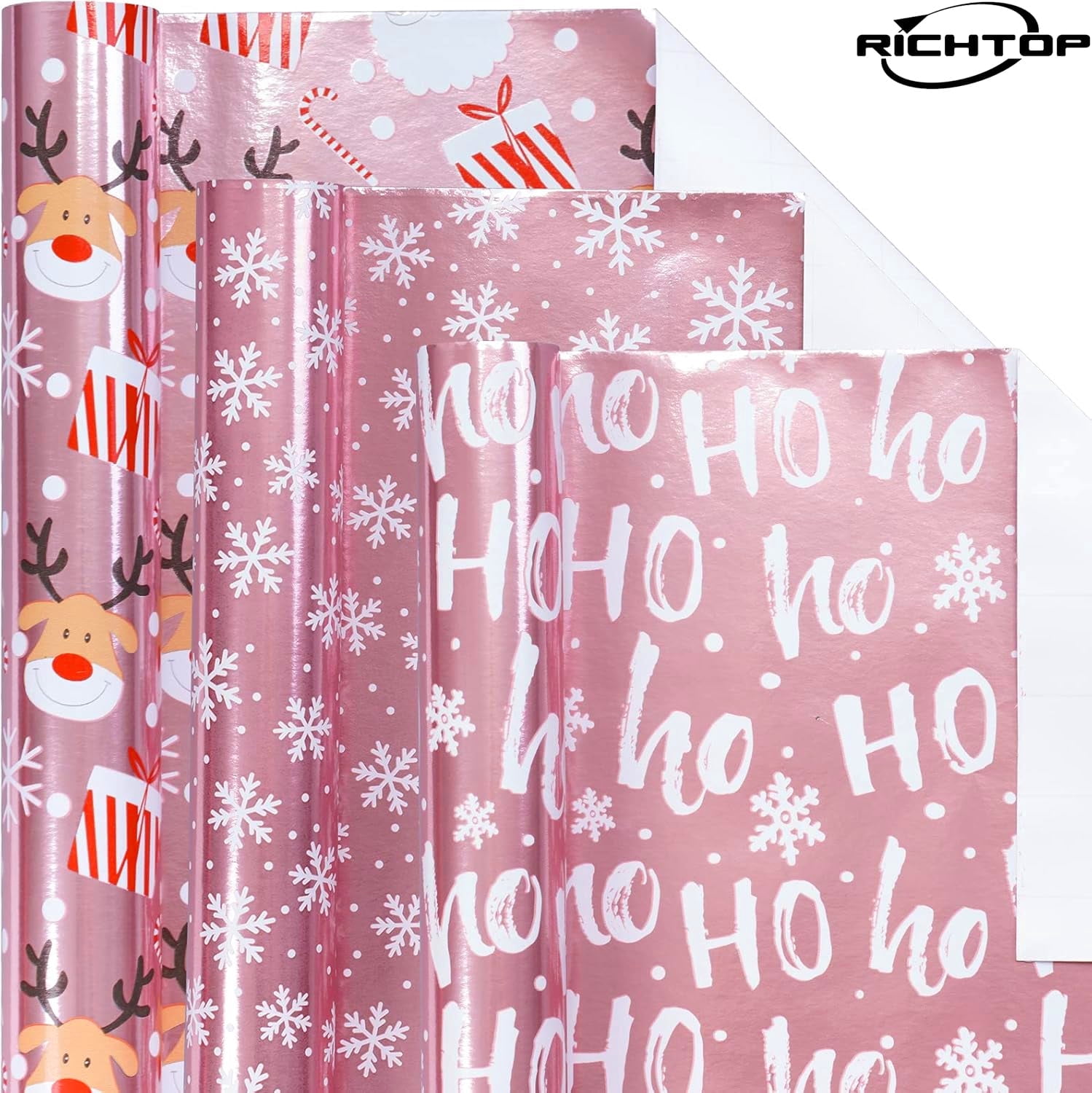 Christmas Wrapping Paper Roll, Pink Metallic Foil Shine Paper ...