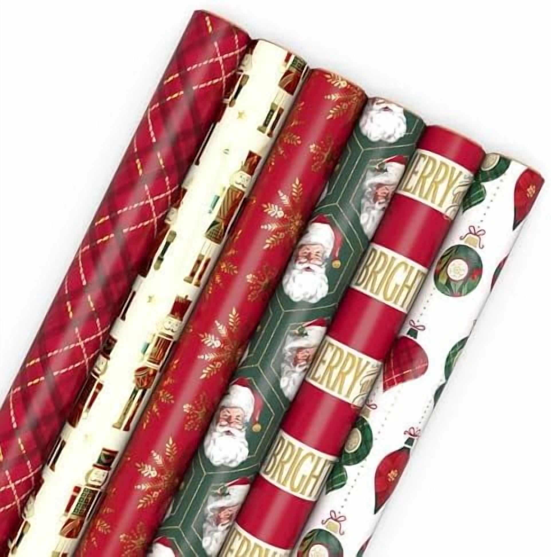 Christmas Wrapping Paper Rolls with Cutlines on Reverse (6 Rolls: 150 ...