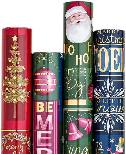 Christmas Wrapping Paper - Santa Claus, Snowman, Christmas Tree and ...