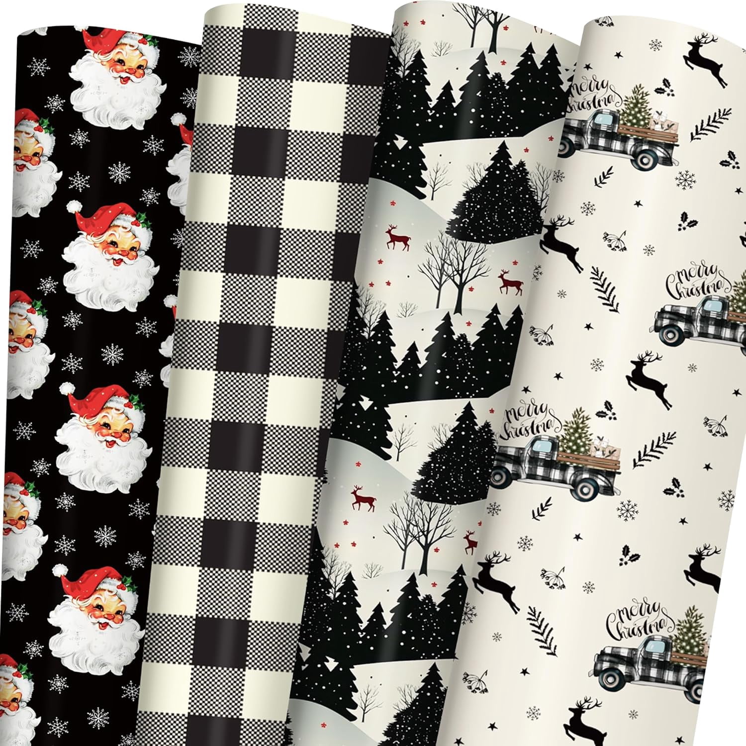 Christmas Wrapping Paper - Santa Wrapping Paper with Winter Woodland ...
