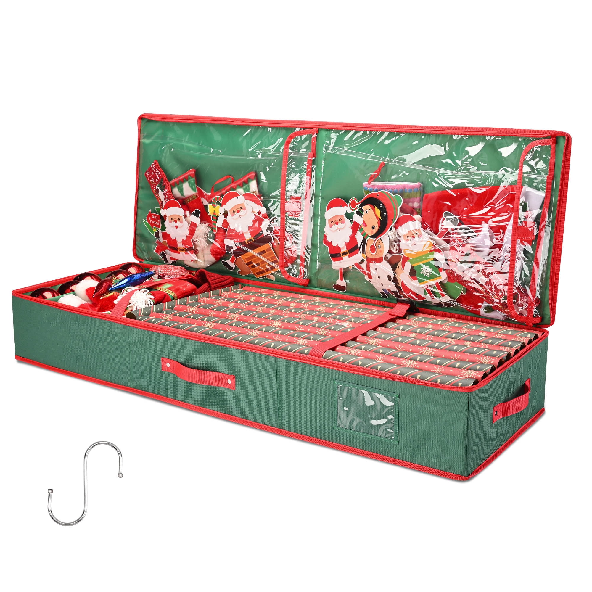 Christmas Wrapping Paper Storage Box Divider Xmas Decor Organizer ...