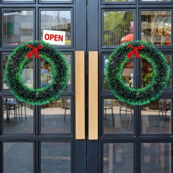 Christmas Wreath 30cm Artificial Greenery with Bow, Front Door Wall ...