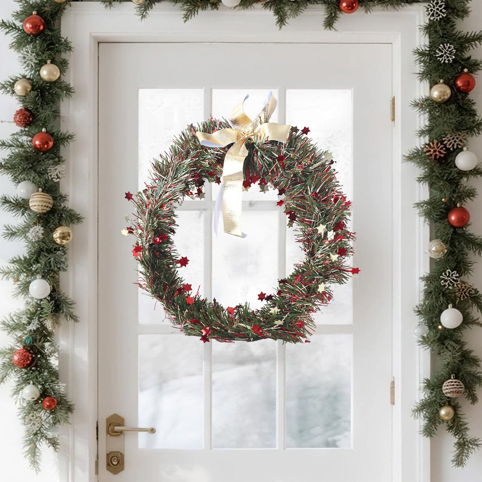 Christmas Wreath under $5! Bzdzmqm Christmas Wreaths and Rattan Ribbons ...