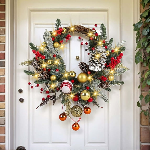 Christmas Wreath under $5! Cagogo Front Door Christmas Wreath 18 Inch ...