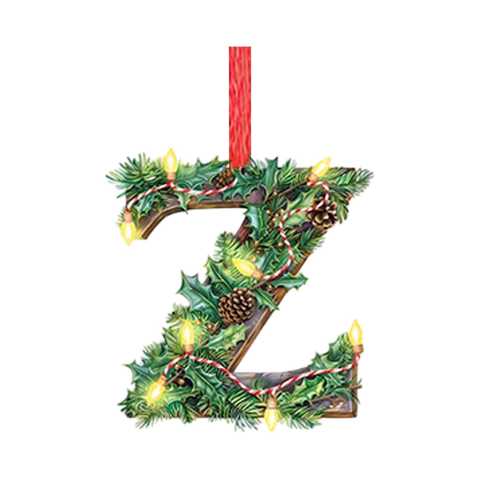 Christmas Wreath Alphabet Letter A Hanging Ornament with Pinecones ...