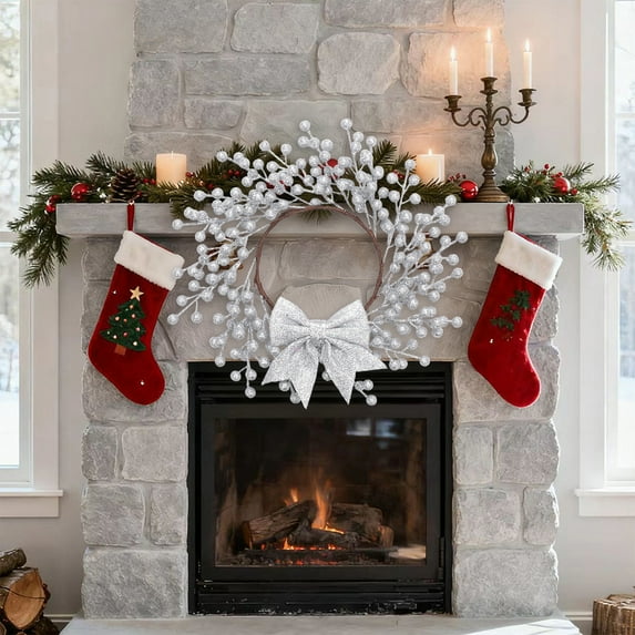 Christmas Wreath, Artificial Berry Wreath, Holiday Door And Window ...