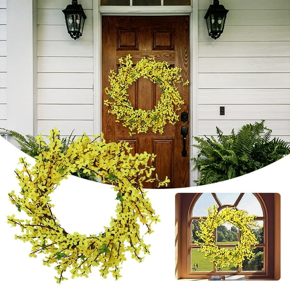 Christmas Wreath,Artificial Wooden Wreath 18 Inch Wood Leaves Golden ...