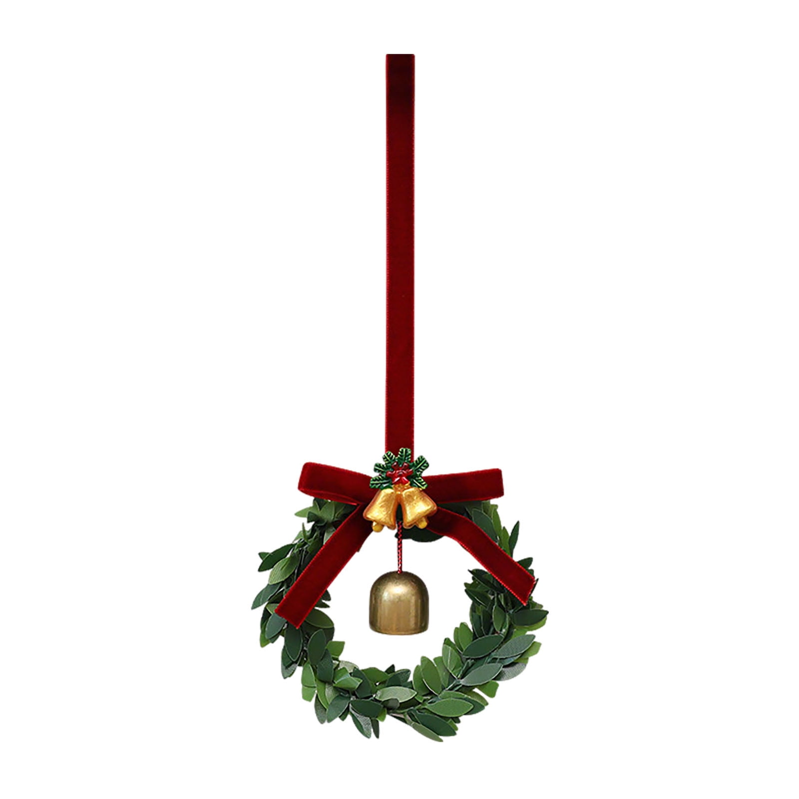 Christmas Wreath Bell Ornament Small Hanging Pendant with Metal Loop ...