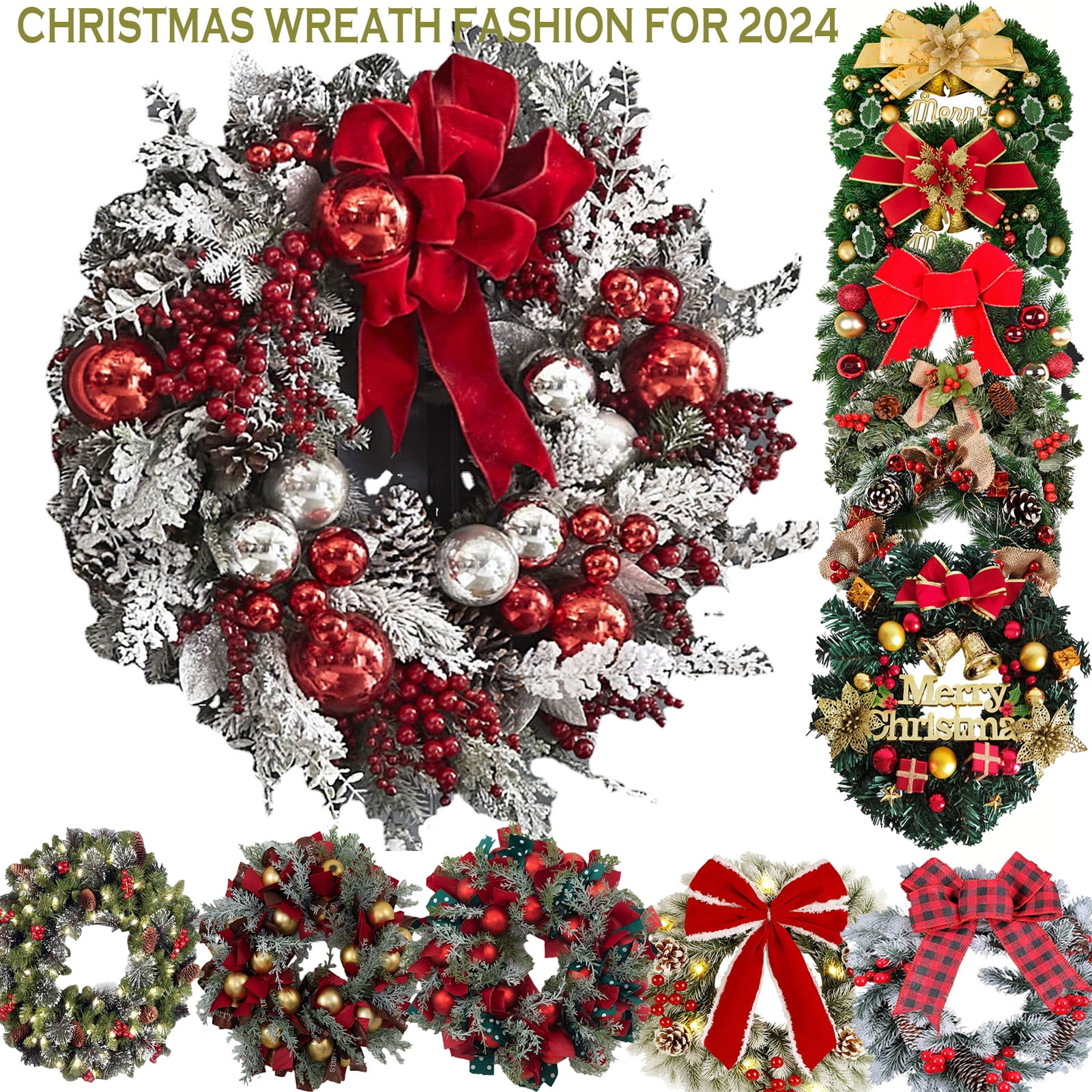 Christmas Wreath Decorations 2024,Christmas Wreaths for Front Door ...