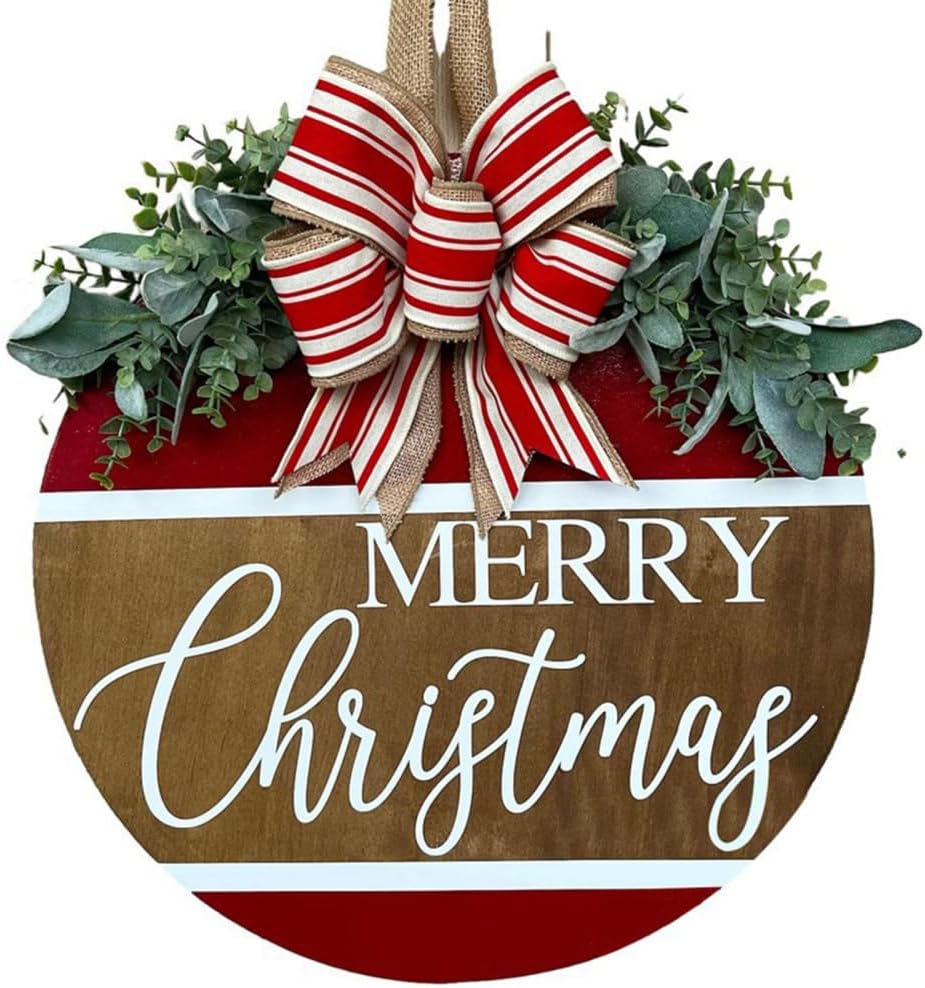 Christmas Wreath Door Sign Winter Wreaths Merry Christmas Sign for ...
