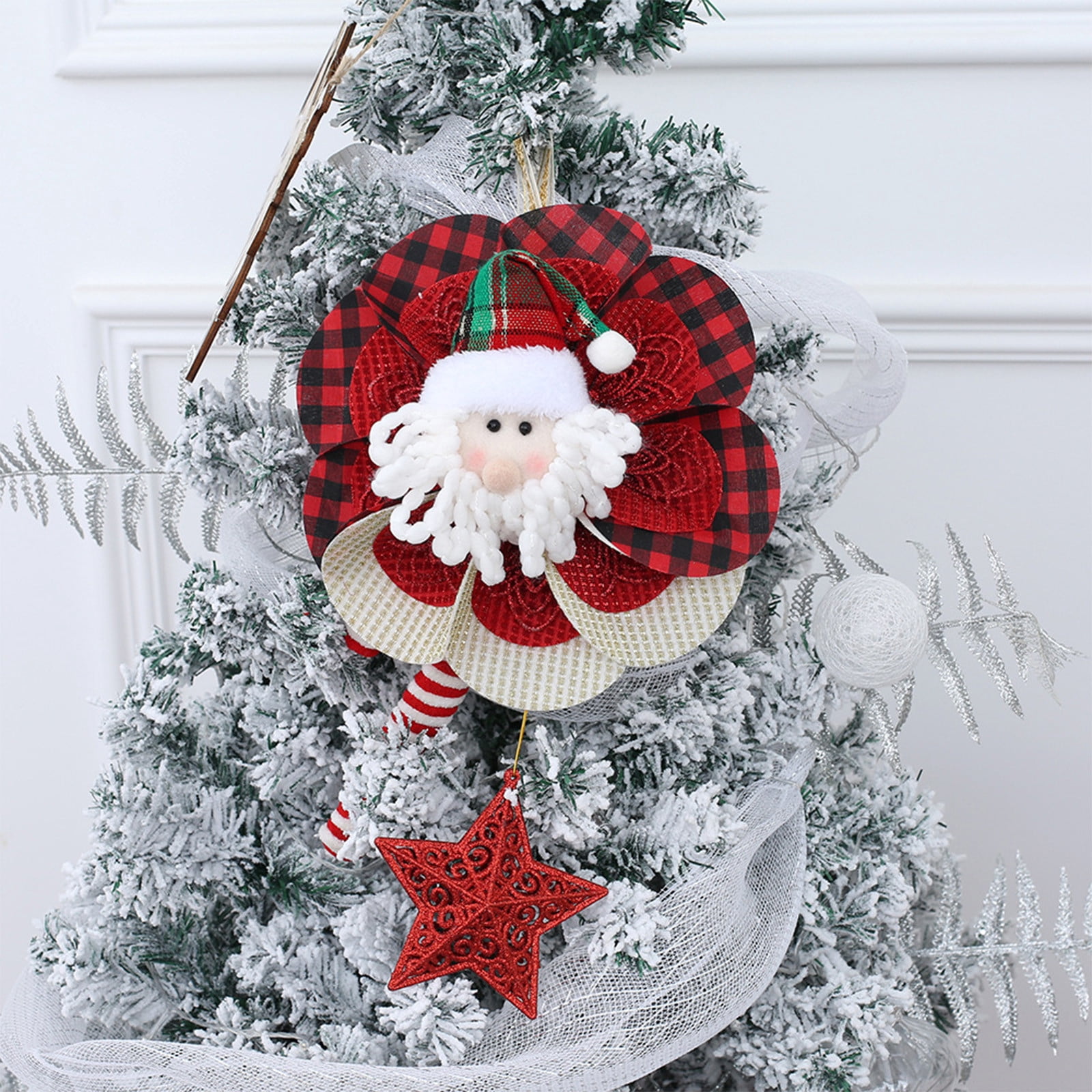 Christmas Wreath With Flexible Frame,Santa Claus Snowman Wall Hanging ...