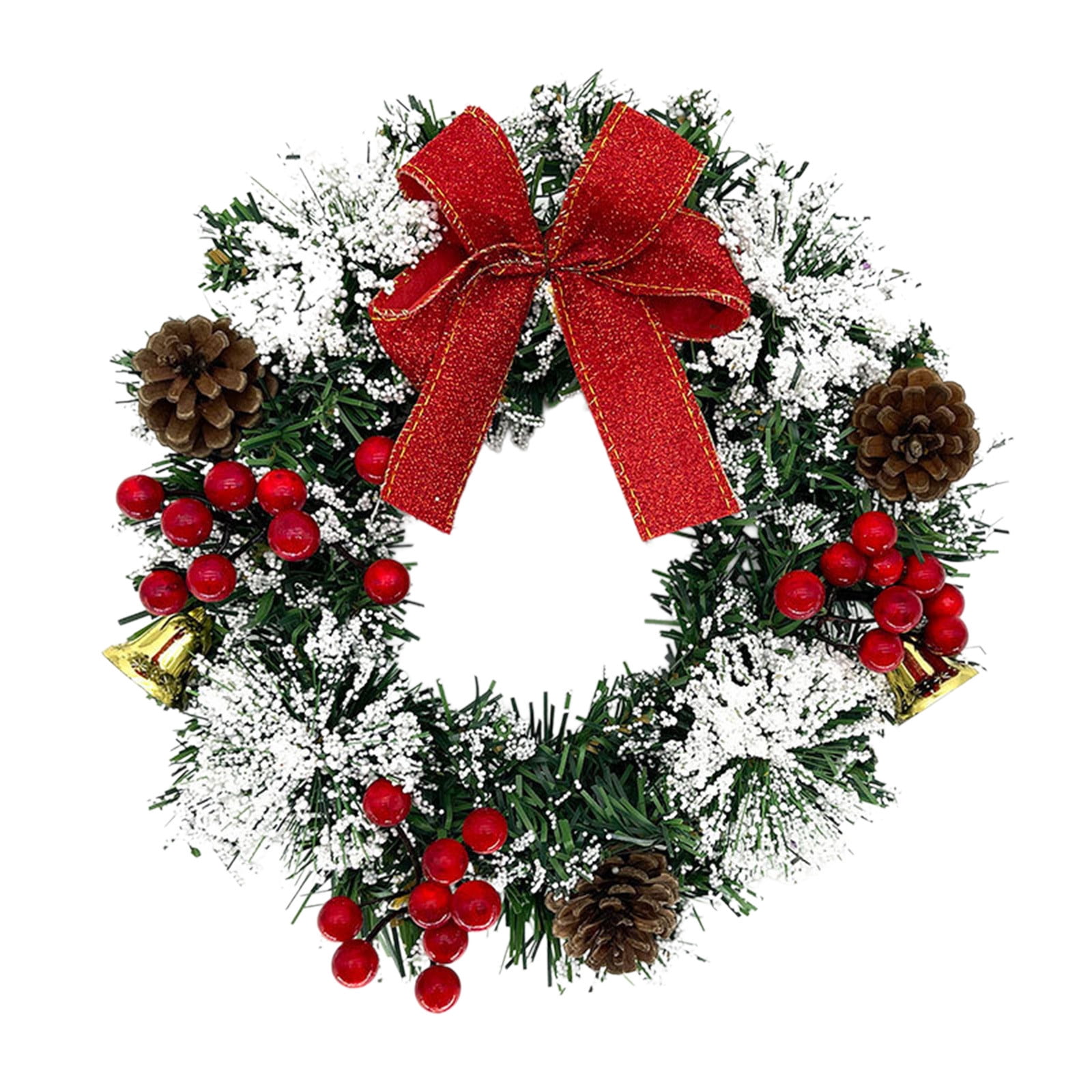 Christmas Wreath for Front Door, Xmas Wreath with Bow Knot Red Gold ...
