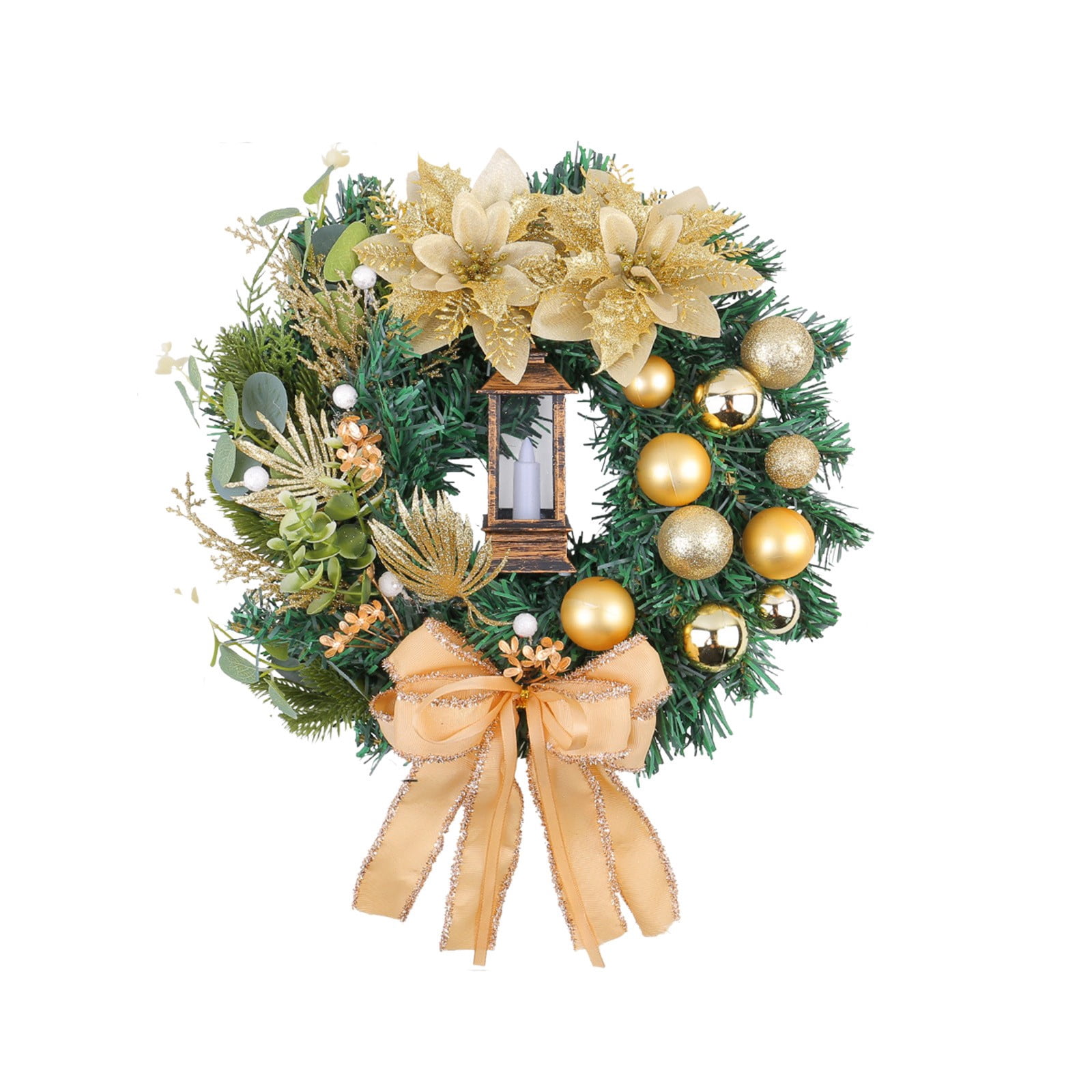 Christmas Wreath with LED Lights 11.81x11.81 inch Door Decoration for ...