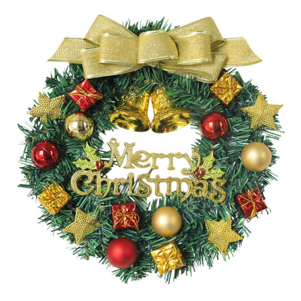 Christmas Wreath with LED String Lights Prelit Xmas Door Wreath Red ...