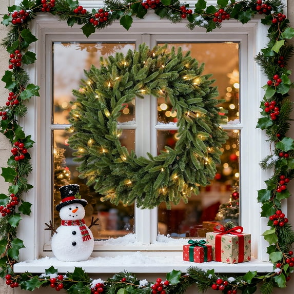 Christmas Wreath With Lights,Prelit Christmas Wreath,Bethlehem Lights ...