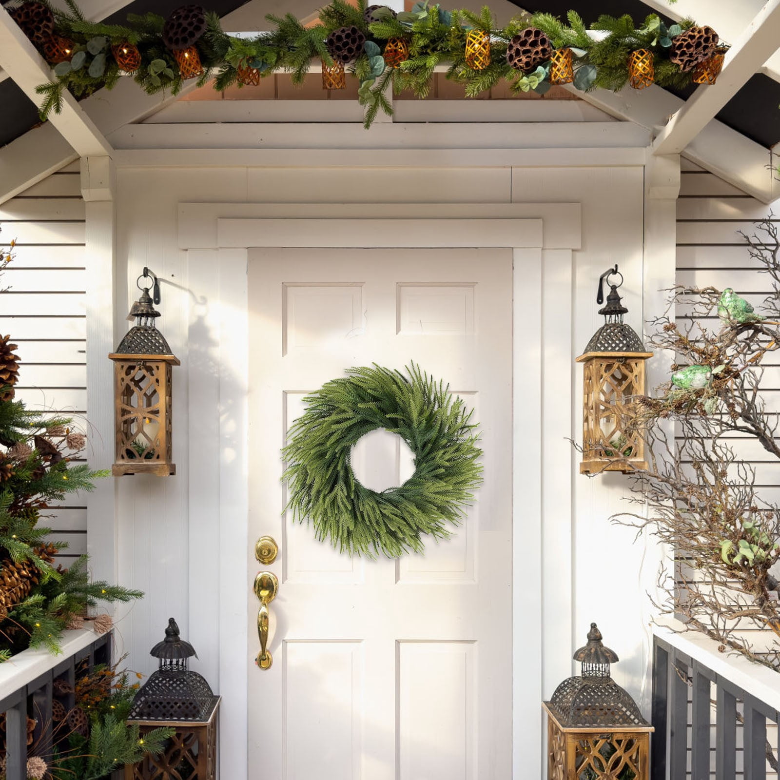 Christmas Wreath, Norfolk Pine Wreath, 14inch Large Pine Wreath for ...